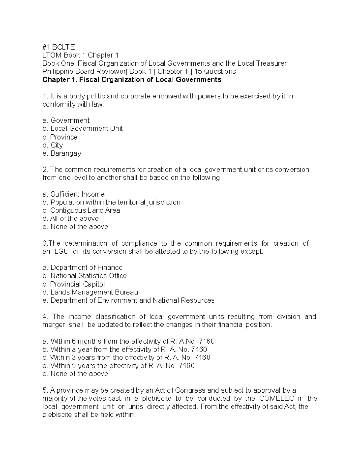 1 Bclte - #1 BCLTE LTOM Book 1 Chapter 1 Book One: Fiscal Organization ...
