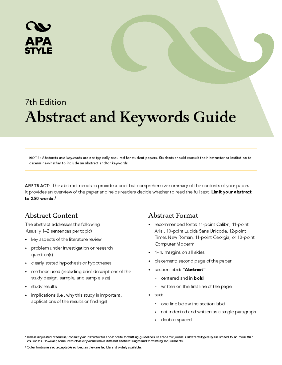 Apa Abstract Keywords Guide 7th Edition Abstract And Keywords Guide N