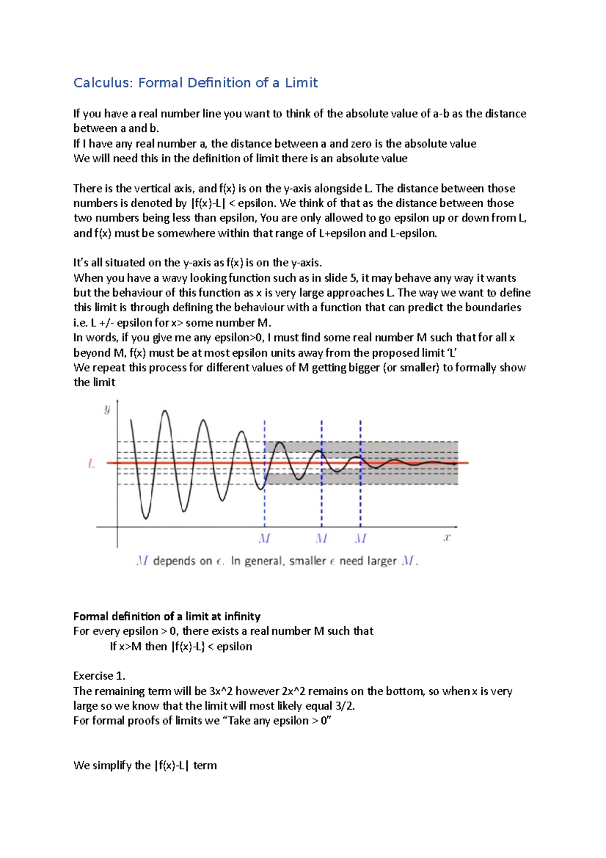 MATH1131 W2 LEC2 - 2022 T3 Lecture notes - Calculus: Formal Definition ...