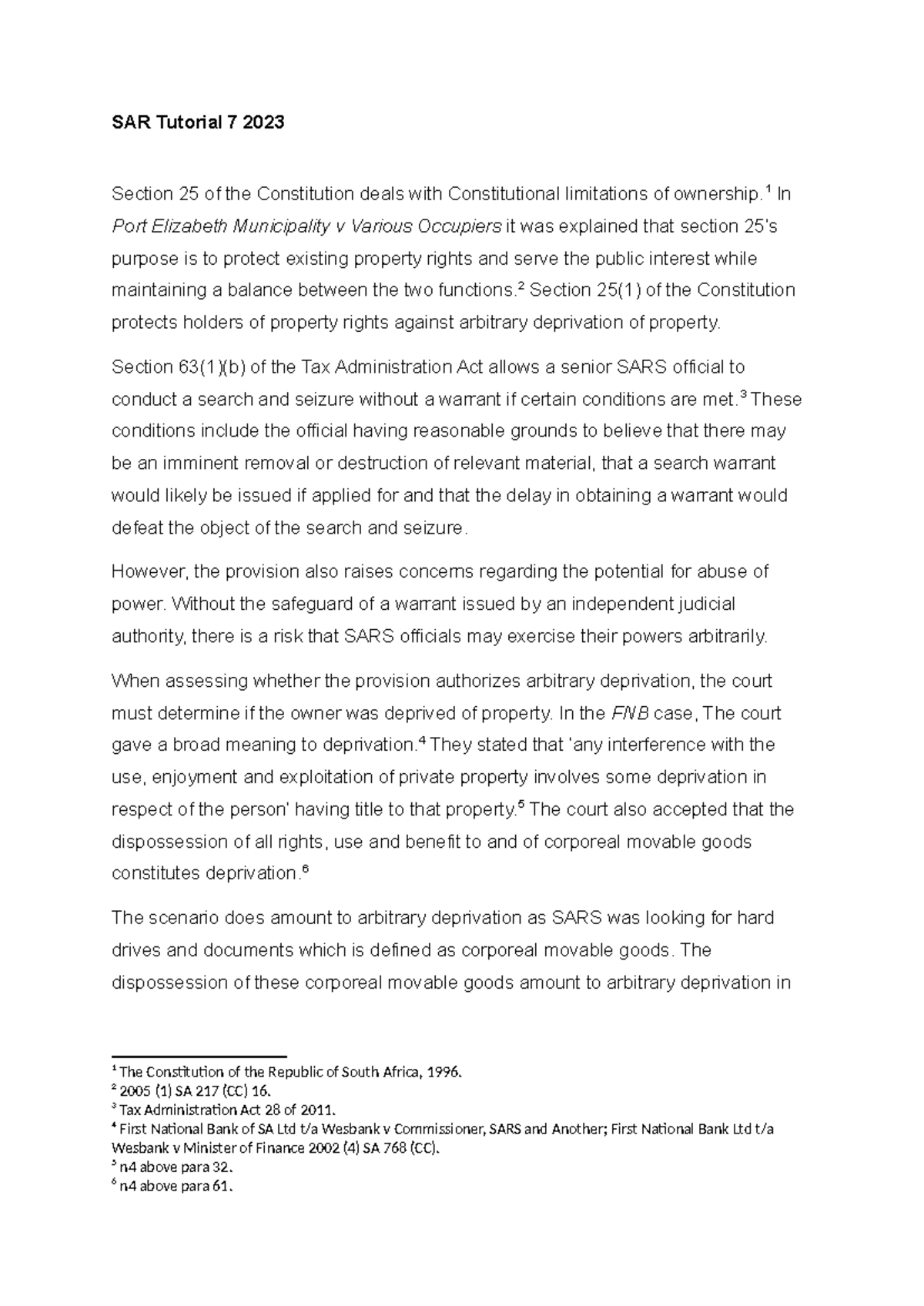 SAR Tutorial 7 (Constitutional limitations of ownership) - SAR Tutorial ...