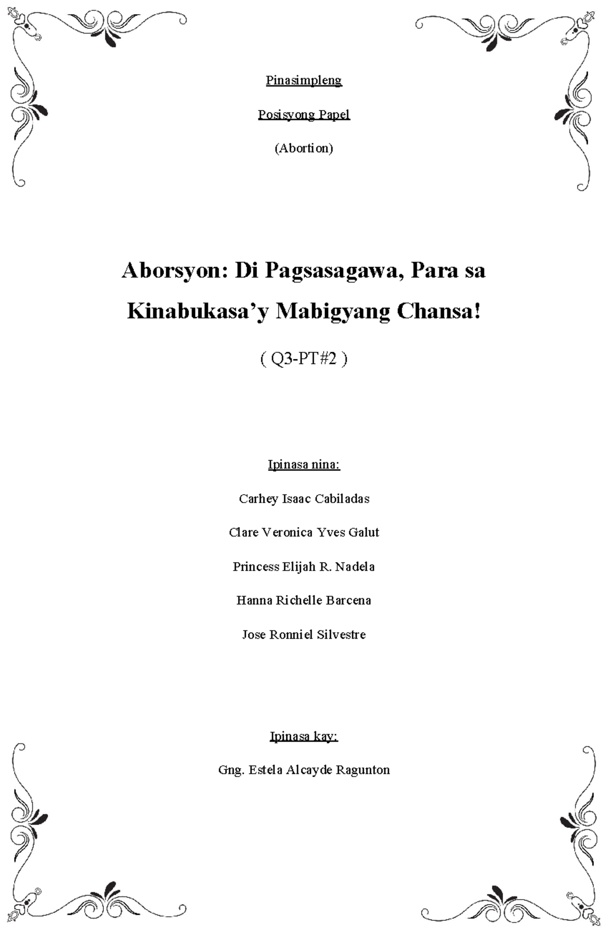 Pinasimpleng - book review - Pinasimpleng Posisyong Papel (Abortion ...