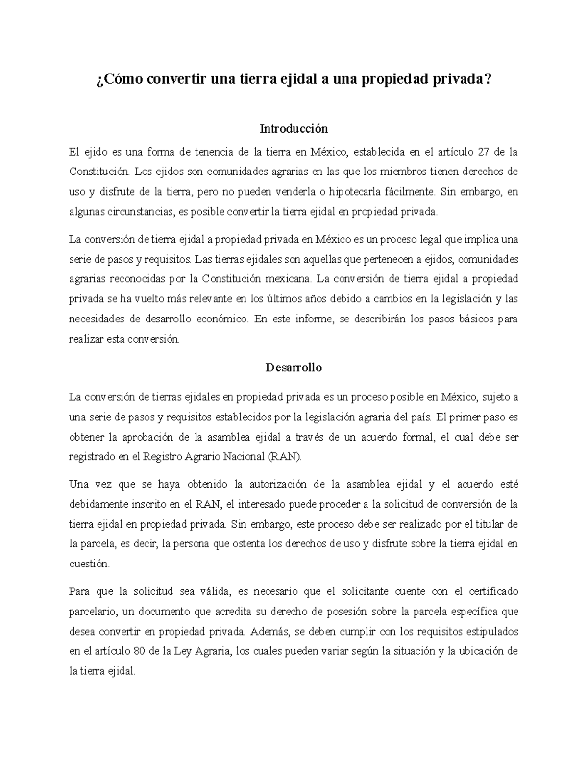 Cómo convertir una tierra ejidal a una propiedad privada - ¿Cómo ...