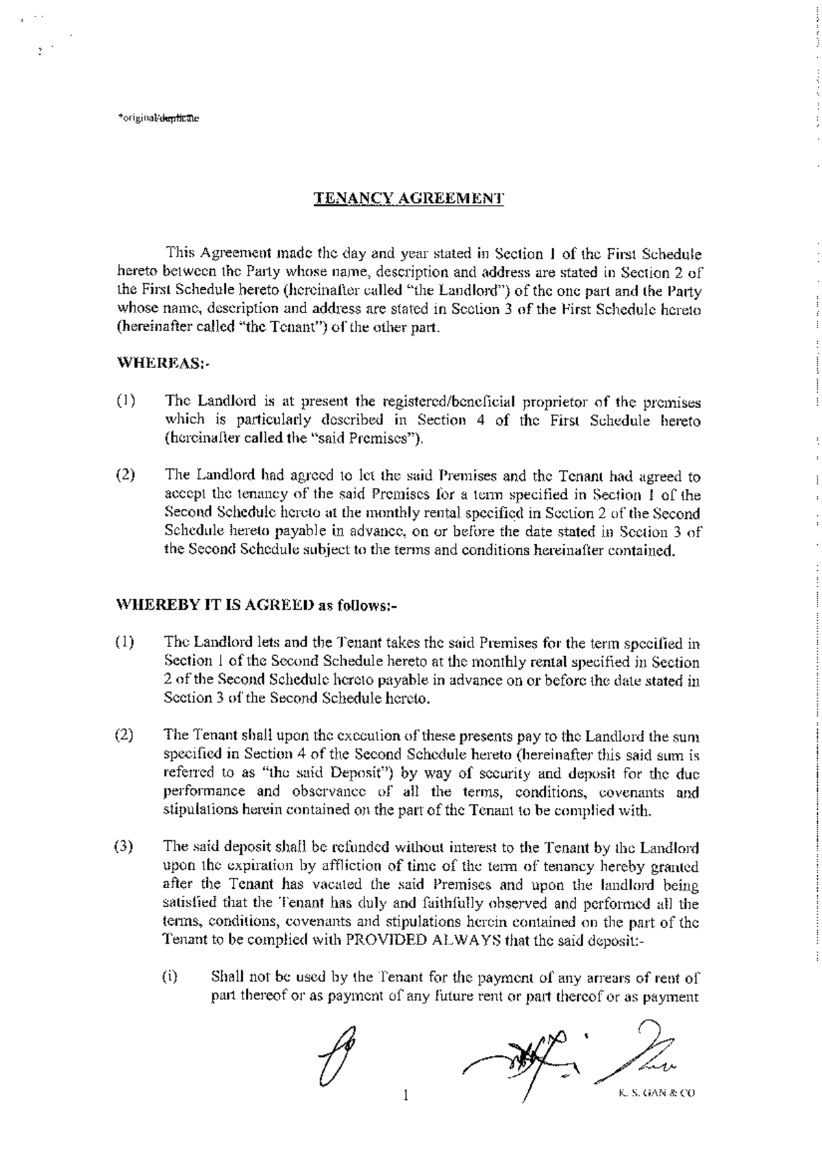 Tenancy agreement sample for reference - Contract Law - Studocu