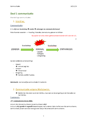 Samenvatting Communicatie 1 - Vierde axioma: ‘communicatie verloopt ...