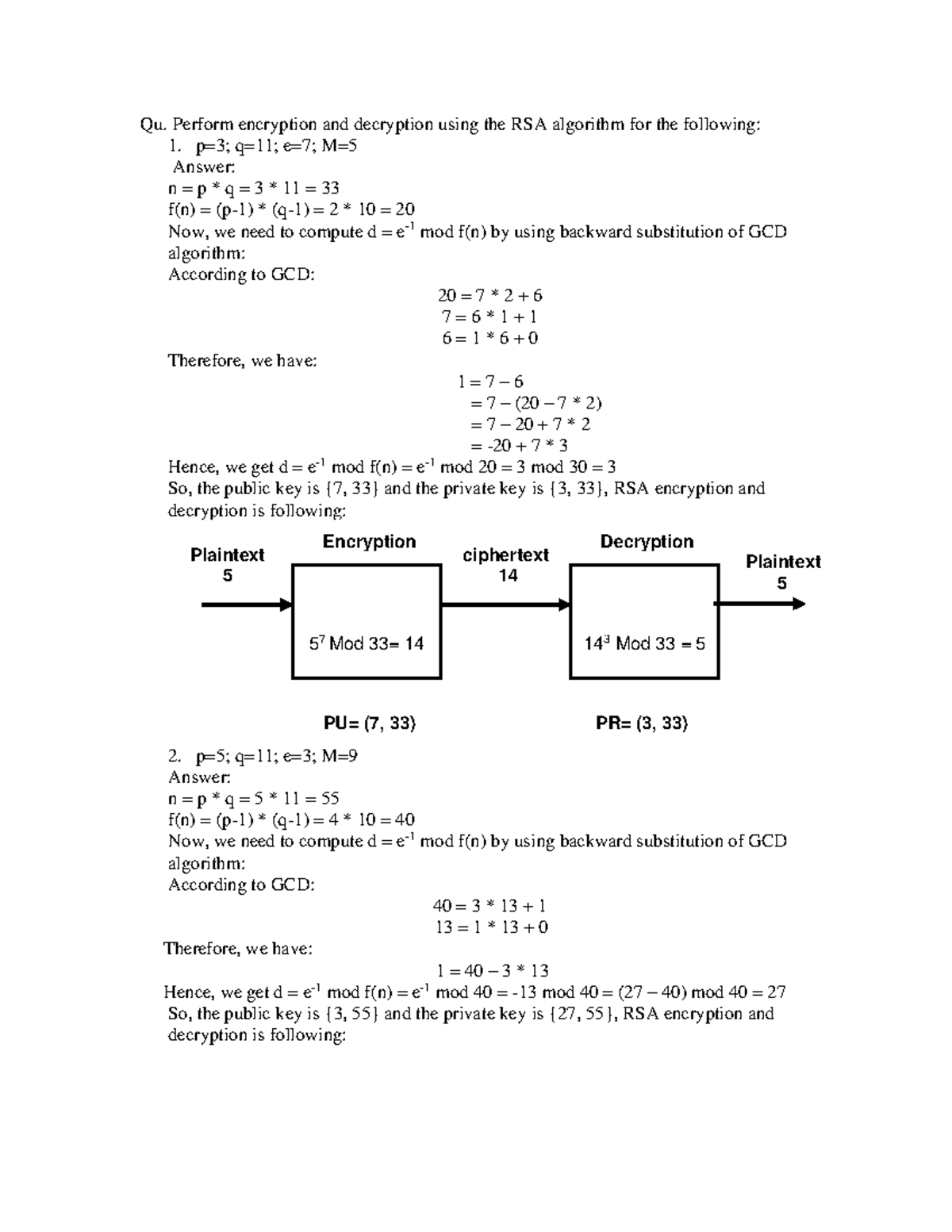 Rab 8etrx Dce Rsa Algorithm Examples Qu Perform Encryption And