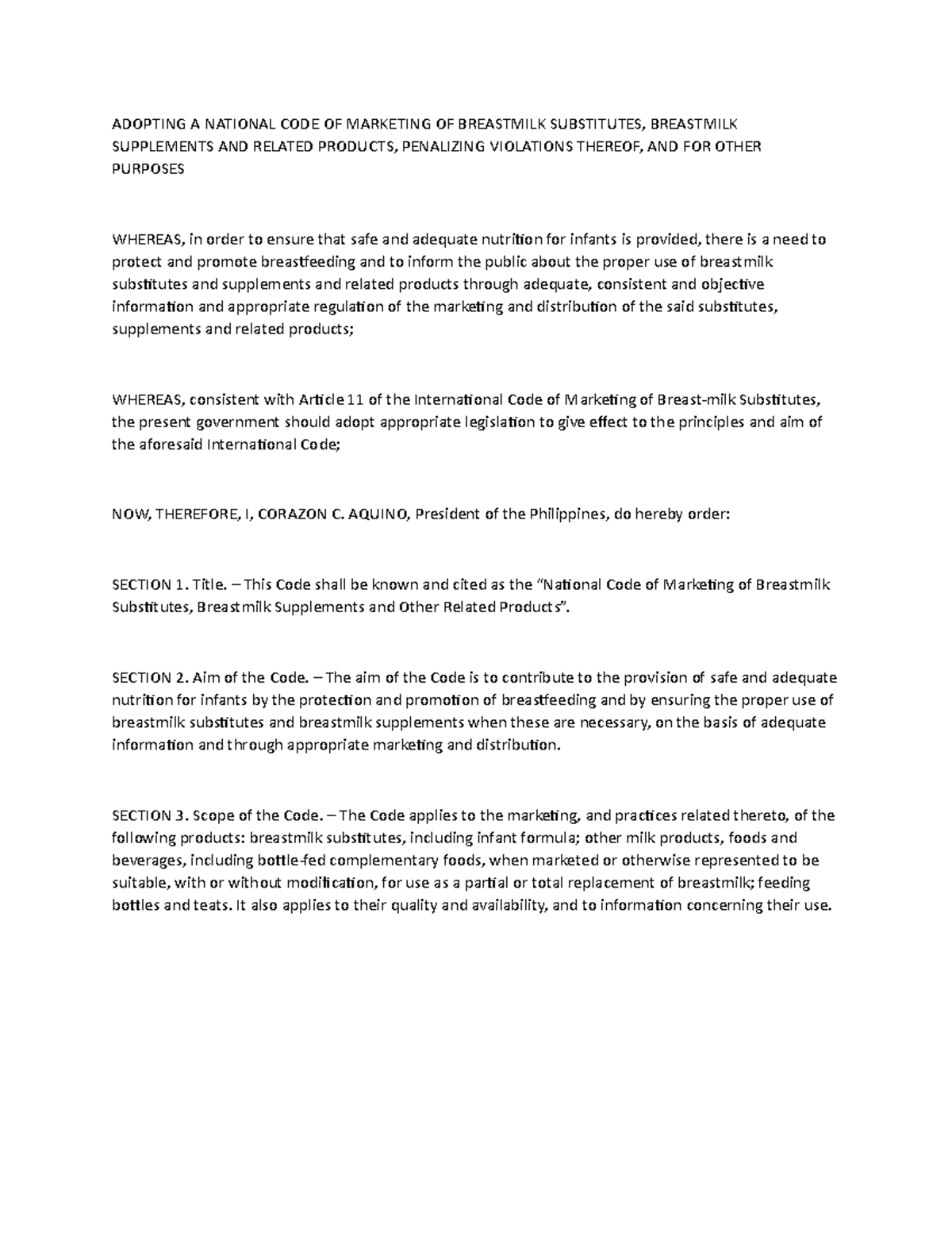 Adopting A National CODE OF Marketing OF Breastmilk Substitutes adopting-a-national-code-of-marketing-of-breastmilk-substitutes
