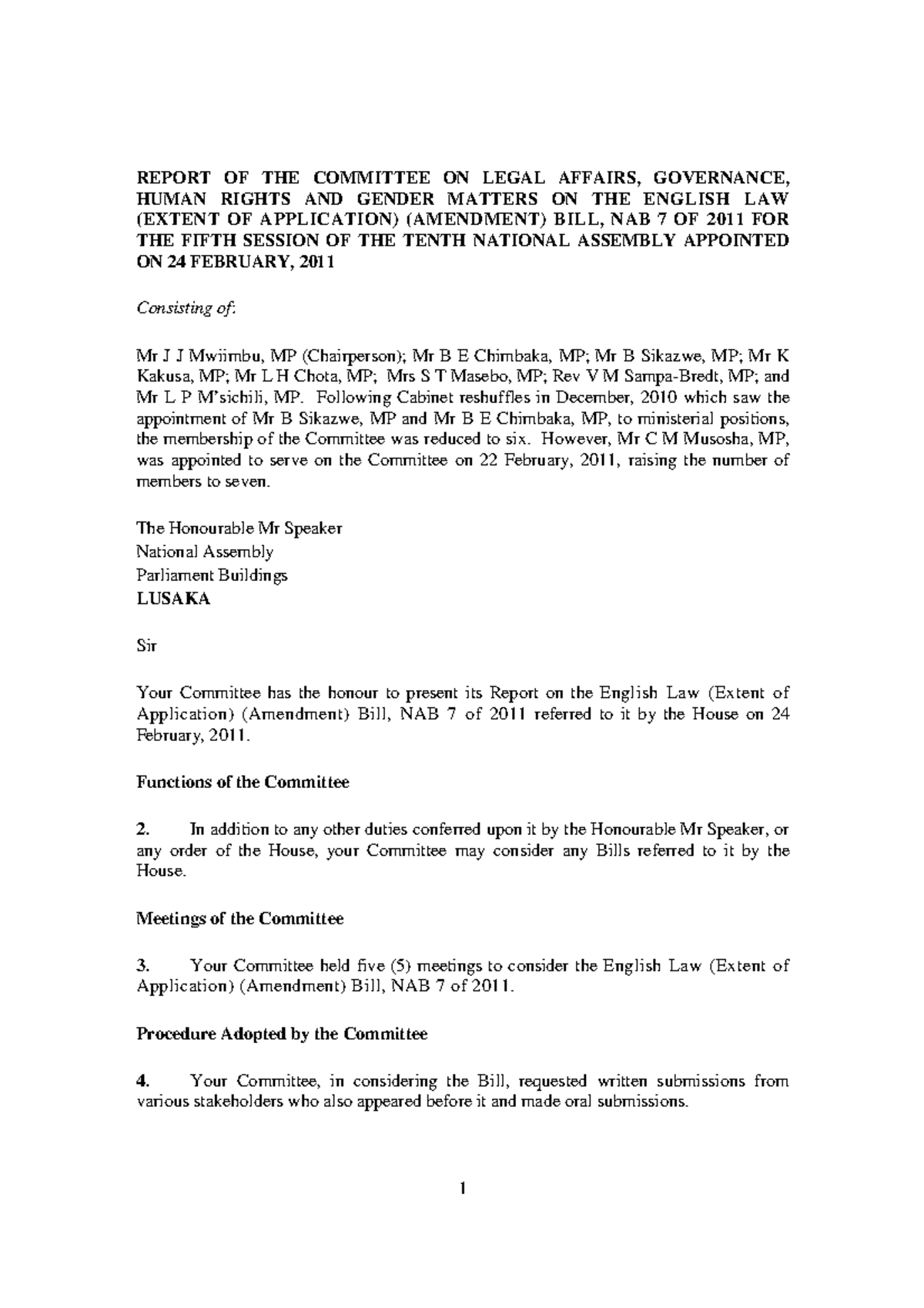 Report-English Law Extent of Application Bill - REPORT OF THE COMMITTEE ...