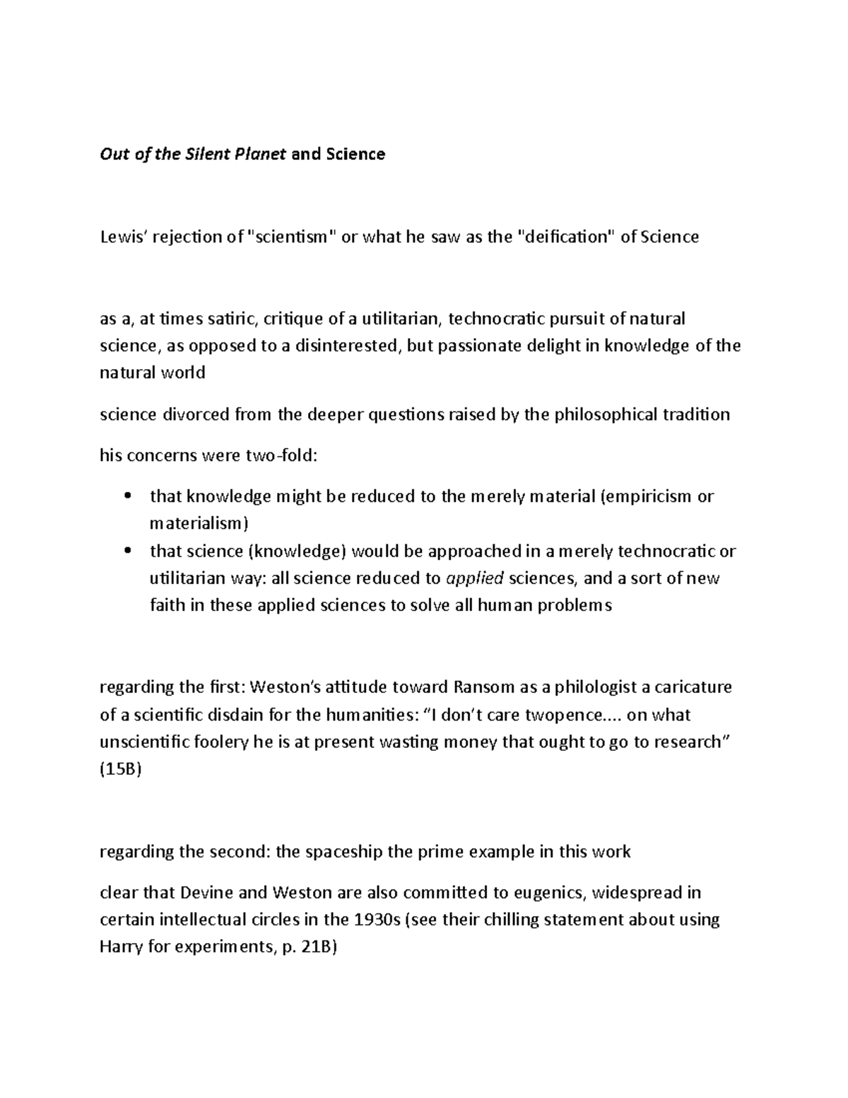 Out+of+the+Silent+Planet+and+Science - Out of the Silent Planet and ...