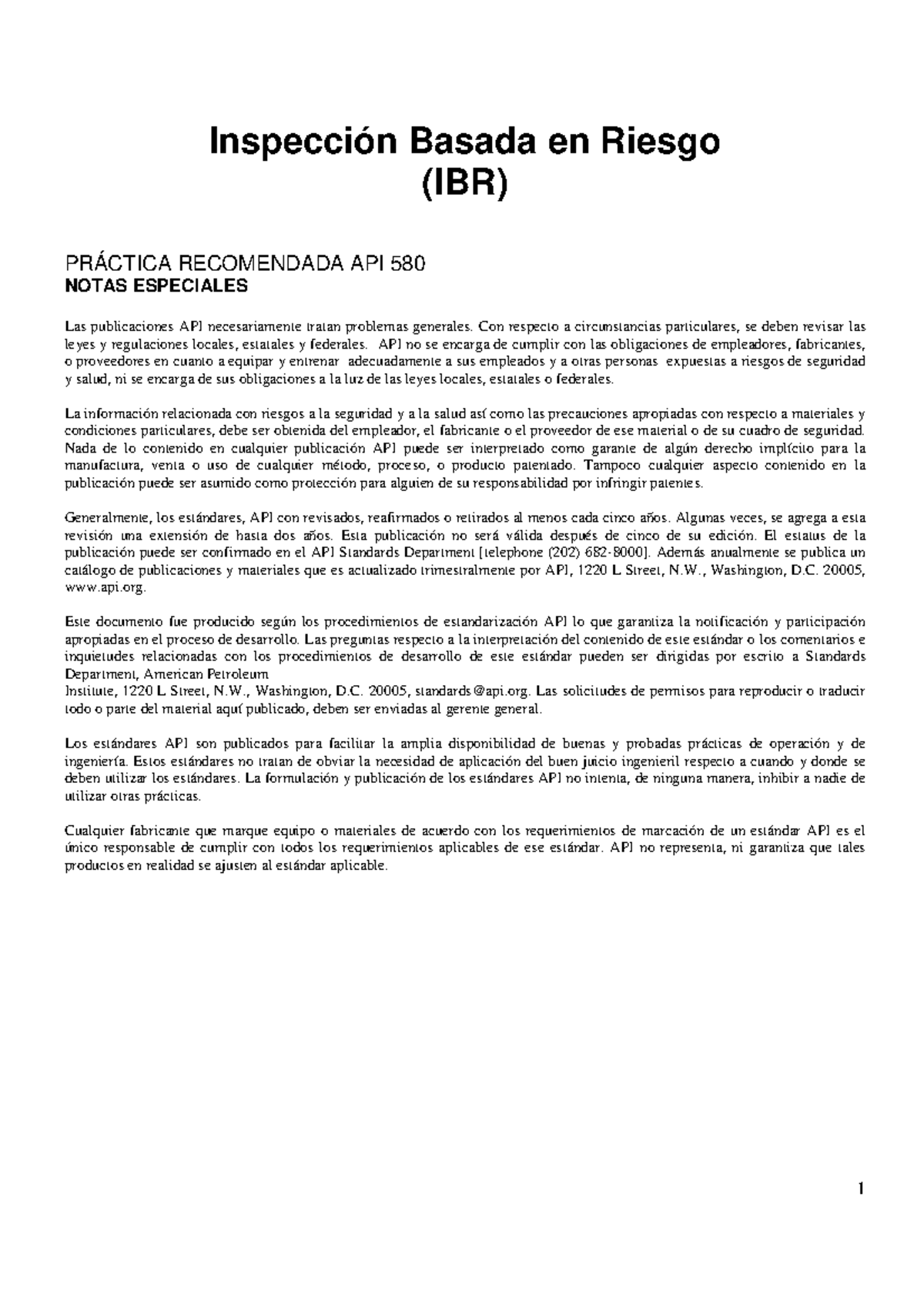 Norma-API RP 580 Espanol - Inspección Basada en Riesgo (IBR) PRÁCTICA ...