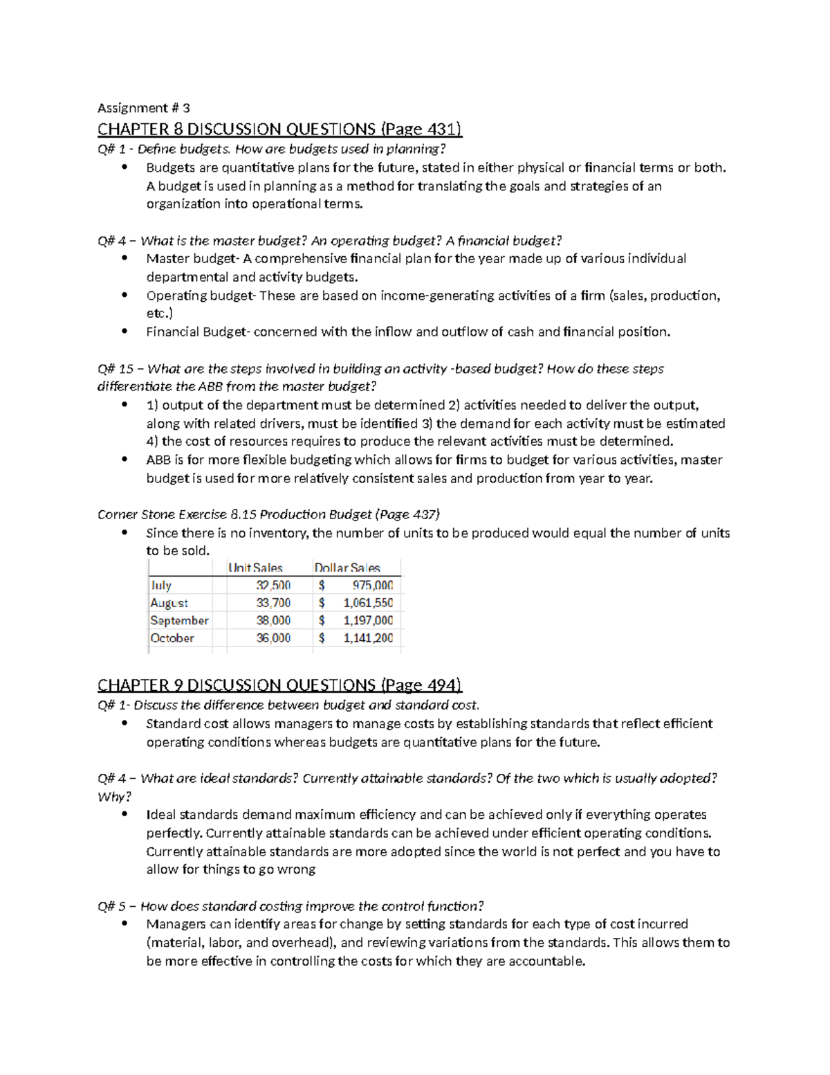 Assignment 3- Copy - Assignment # 3 CHAPTER 8 DISCUSSION QUESTIONS (Page 431) Q# 1 - Define ...