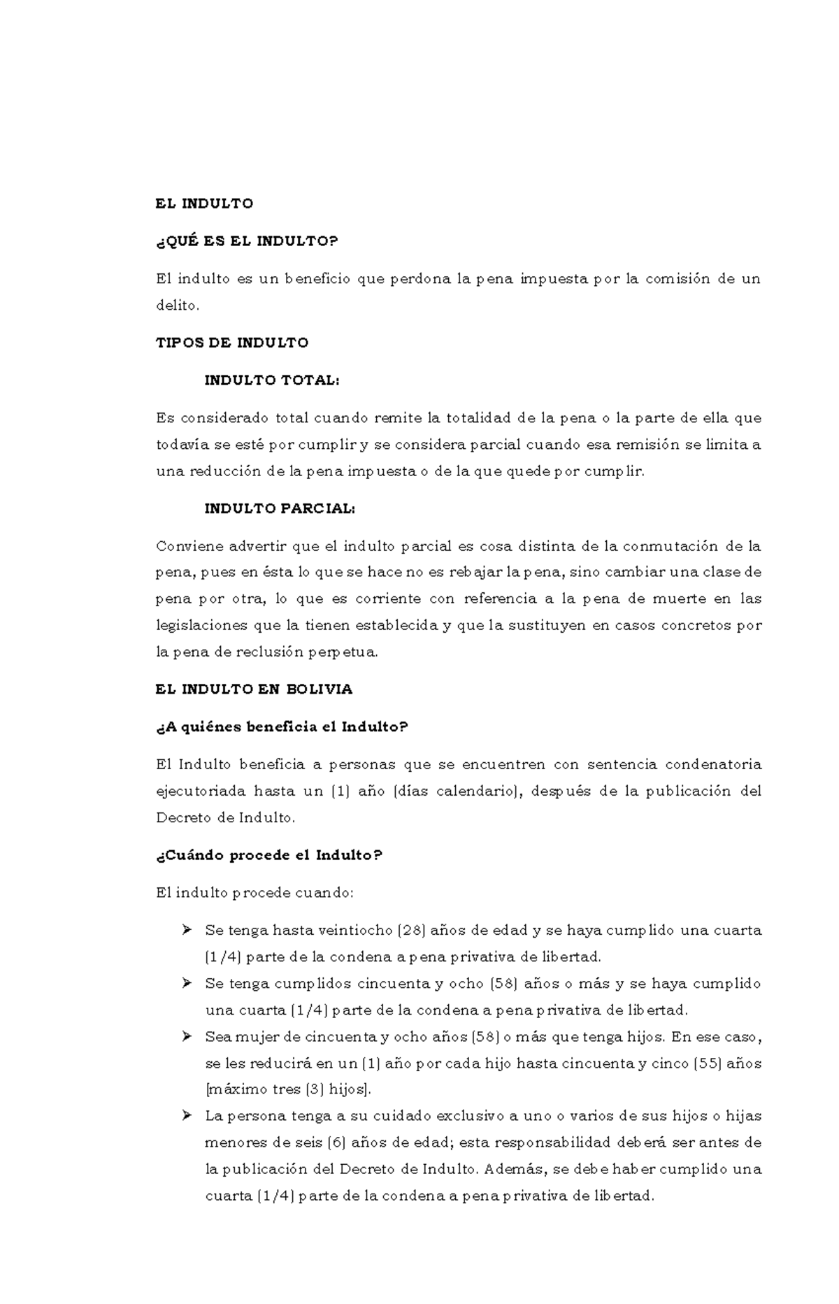 Indulto - EL INDULTO ¿QUÉ ES EL INDULTO? El indulto es un beneficio que ...