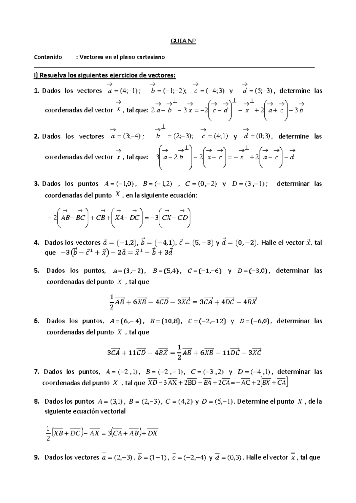 GUIA Vectores en R2 - GUIA N° Contenido : Vectores en el plano ...