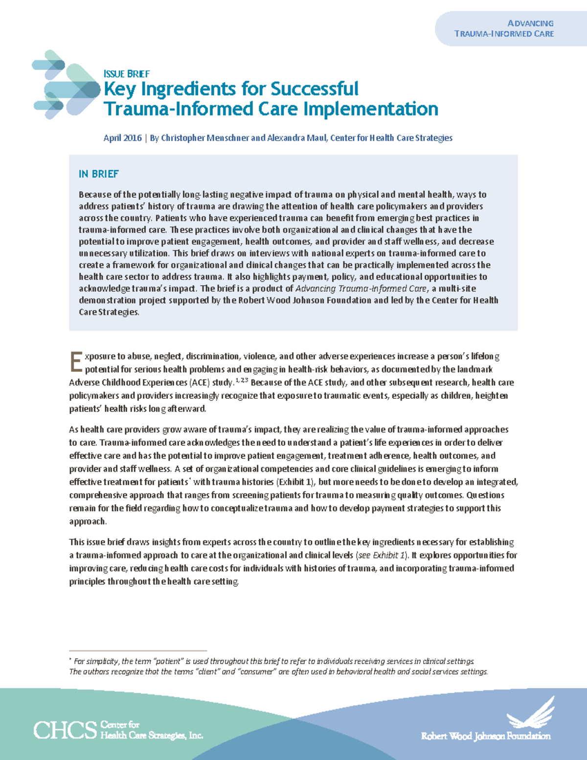 White Paper Example - Trauma-Informed Care - ####### ADVANCING ...