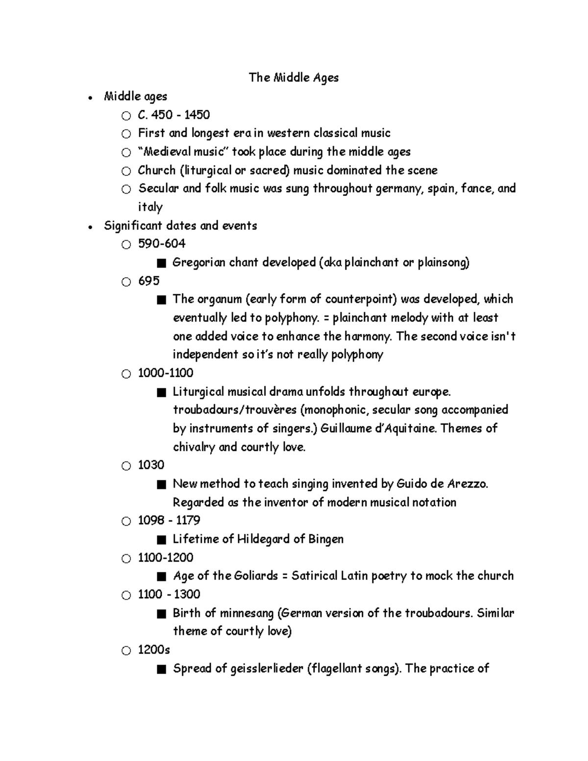 2 10 21 Class - These notes cover the Middle Ages. - The Middle Ages ...