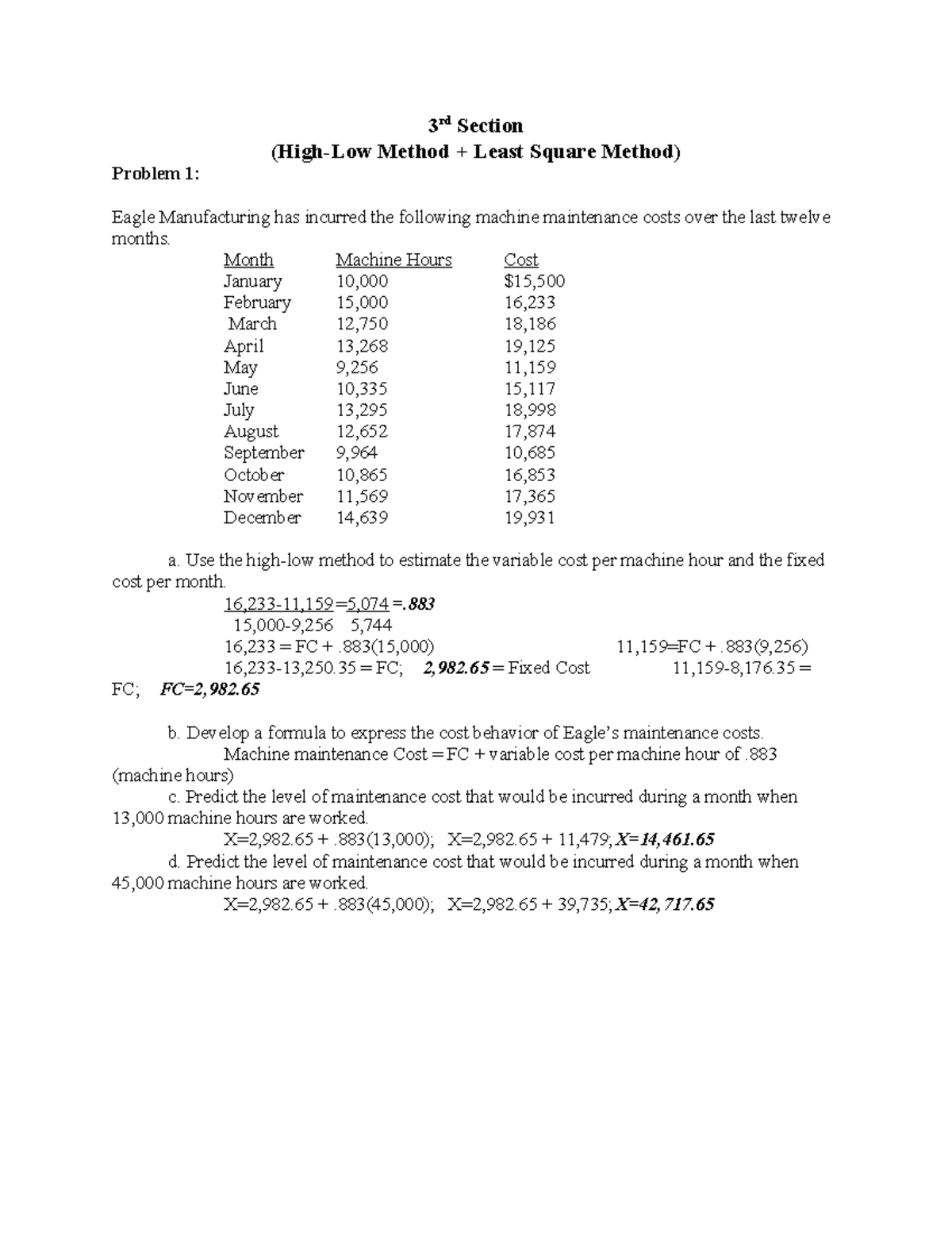 3rd Section - Cost - Dr. Mohamed saleh - 3 rd Section (High-Low Method + Least Square Method ...
