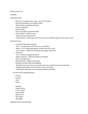 AGR 321 Review questions lectures 10-13 - AGR 321 lectures 10-13 review questions for Exam ...