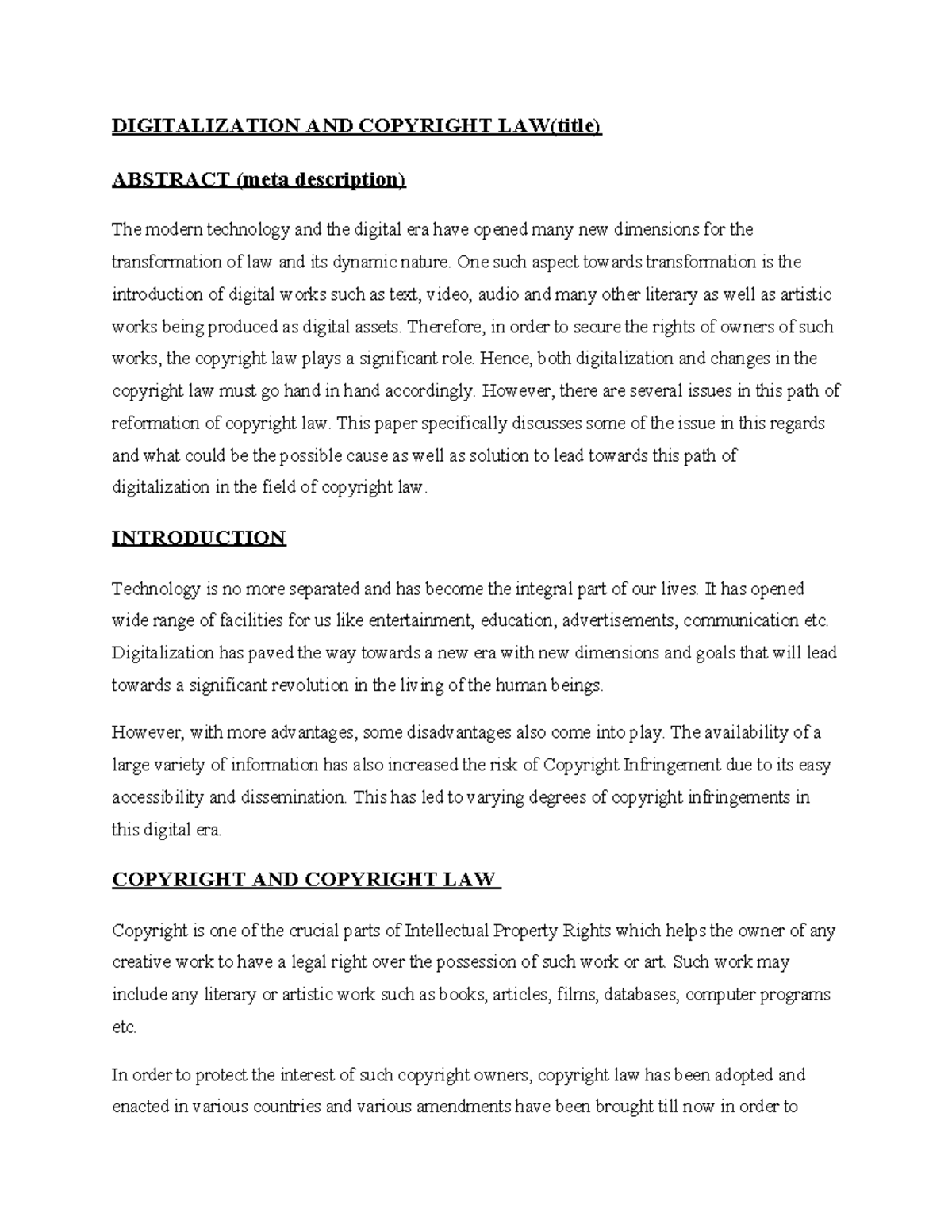Digitalization AND Copyright LAW - DIGITALIZATION AND COPYRIGHT LAW ...