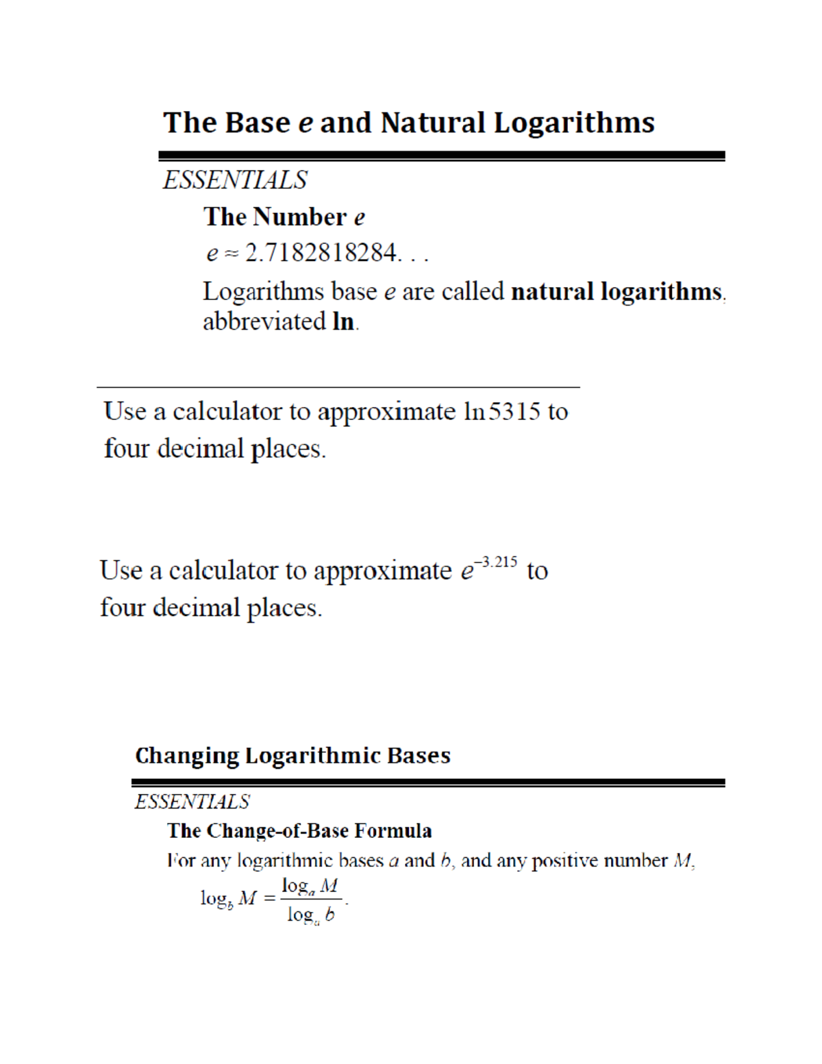 8.5 graph of logarithmic functions-change of base - MATH 1040 - Studocu