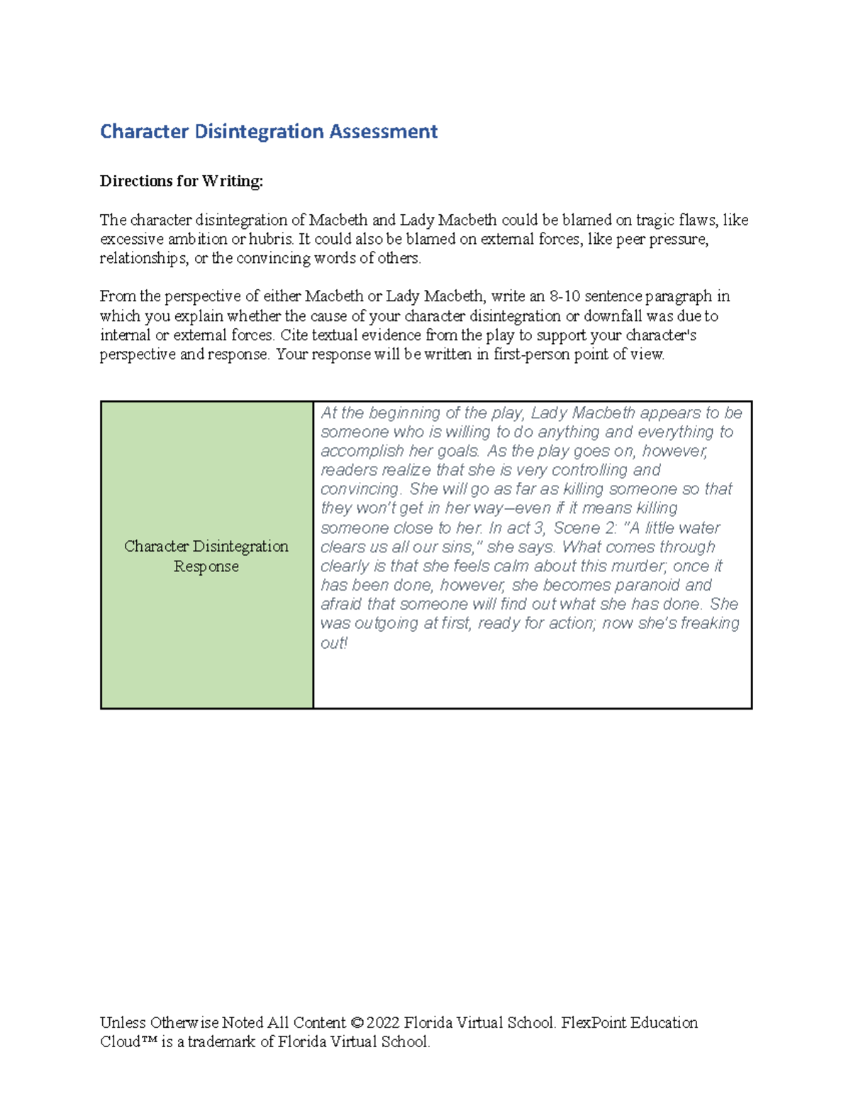 Copy of 5.05 Character Disintegration Assessment - Character ...