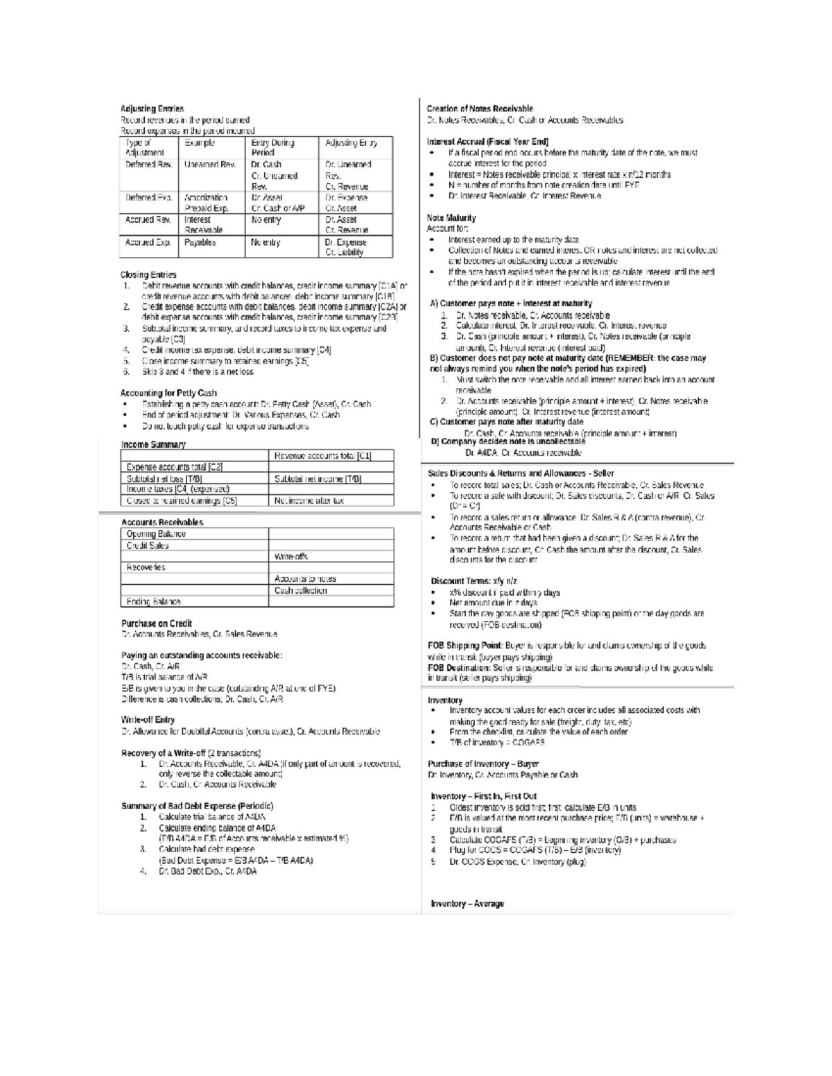 Study Sheet 2257 Midterm One - Adjusting Entries Record revenues in the ...