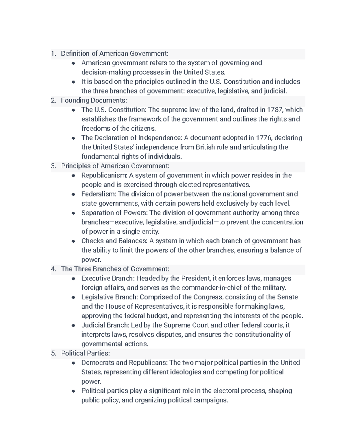 American Gov notes - Definition of American Government: American ...