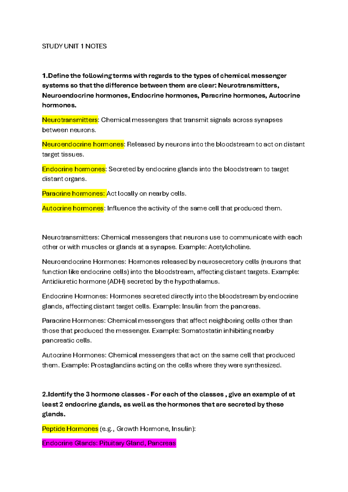 Study UNIT 1 NOTE2 - past paper questions - STUDY UNIT 1 NOTES 1 the ...