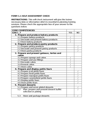 Evidence-PLAN - Evidence plan - EVIDENCE PLAN Qualification: Bread and Pastry Production NC II ...