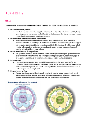 AFP 2 leerdoelen - Samenvatting Verpleegkunde - AFP 2 leerdoelen Les 1 benoemt de functies van ...