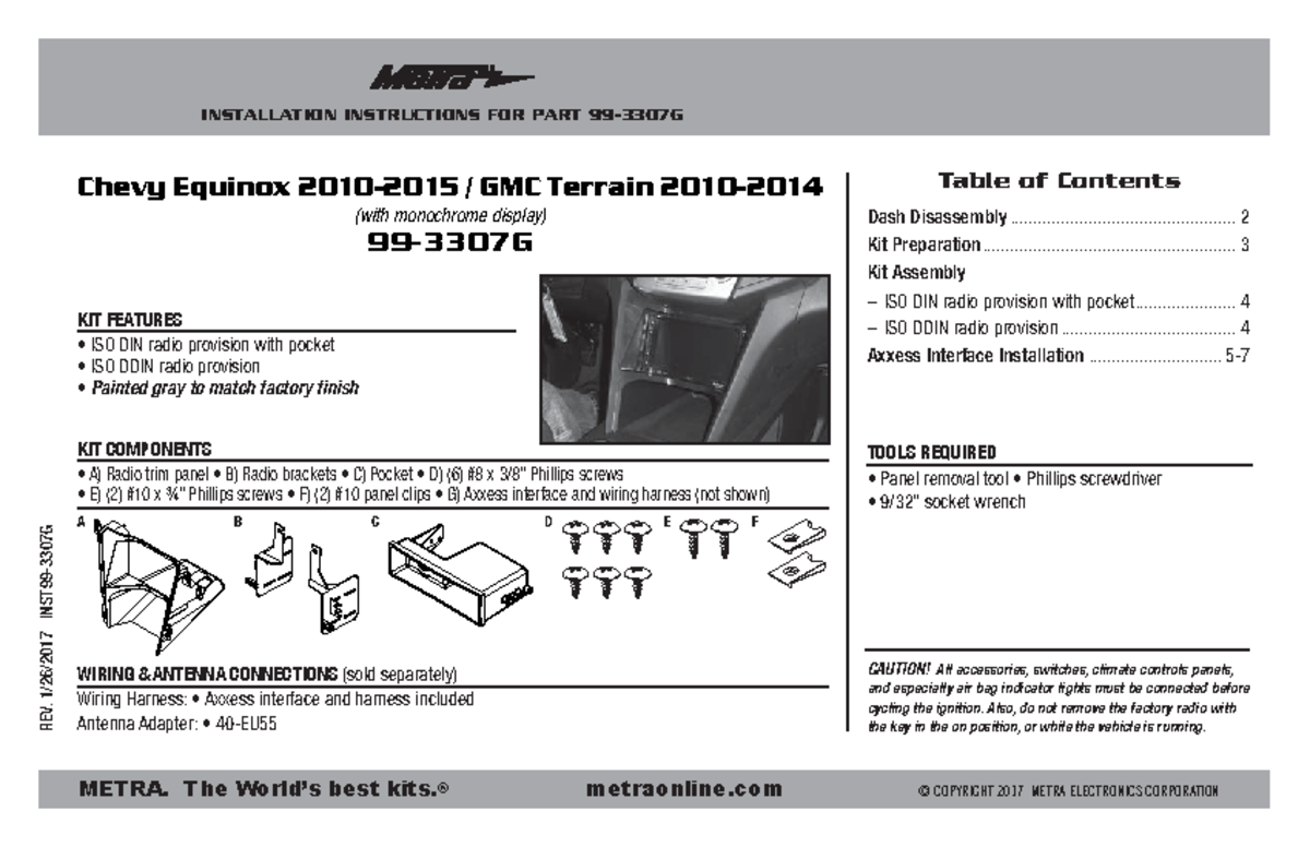 Manual de instalacion consola para radio chevy equinox 2010 - REV. 1/26 ...