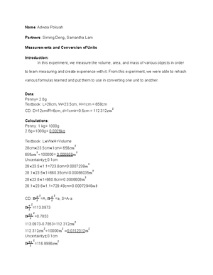 Physics Lab# 2 - Lab report #2 Acceleration Introduction: The velocity ...