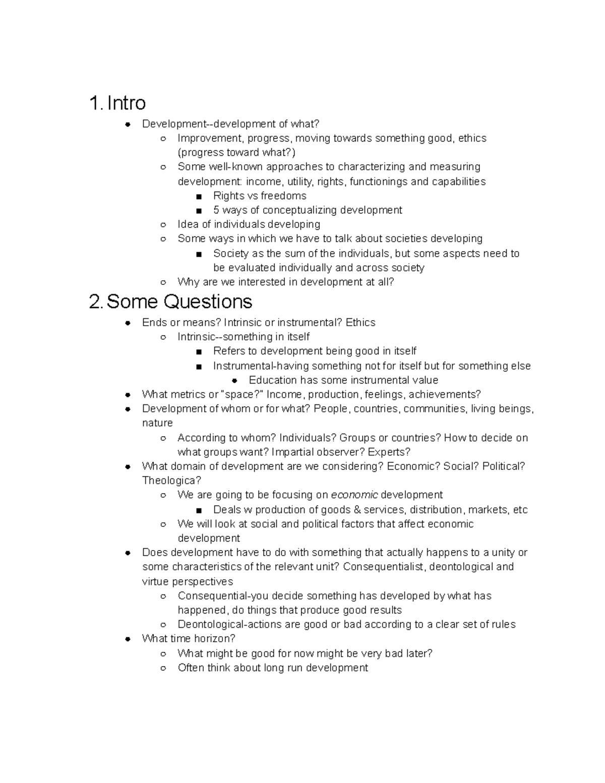 The Political Economy Of International Development- Session 2 Notes - 1 ...