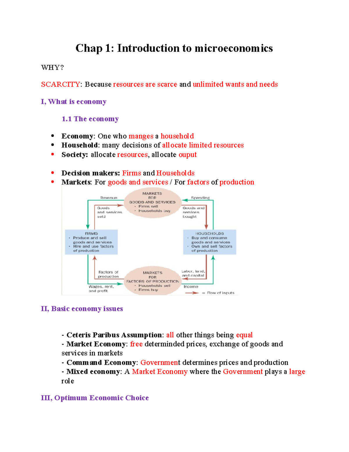 Chap 1 - lecture notes - Chap 1: Introduction to microeconomics WHY ...