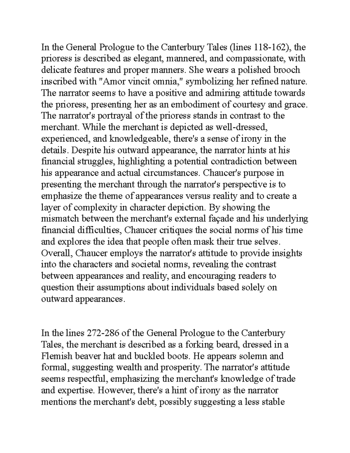 Blank - Course material and notes - In the General Prologue to the ...