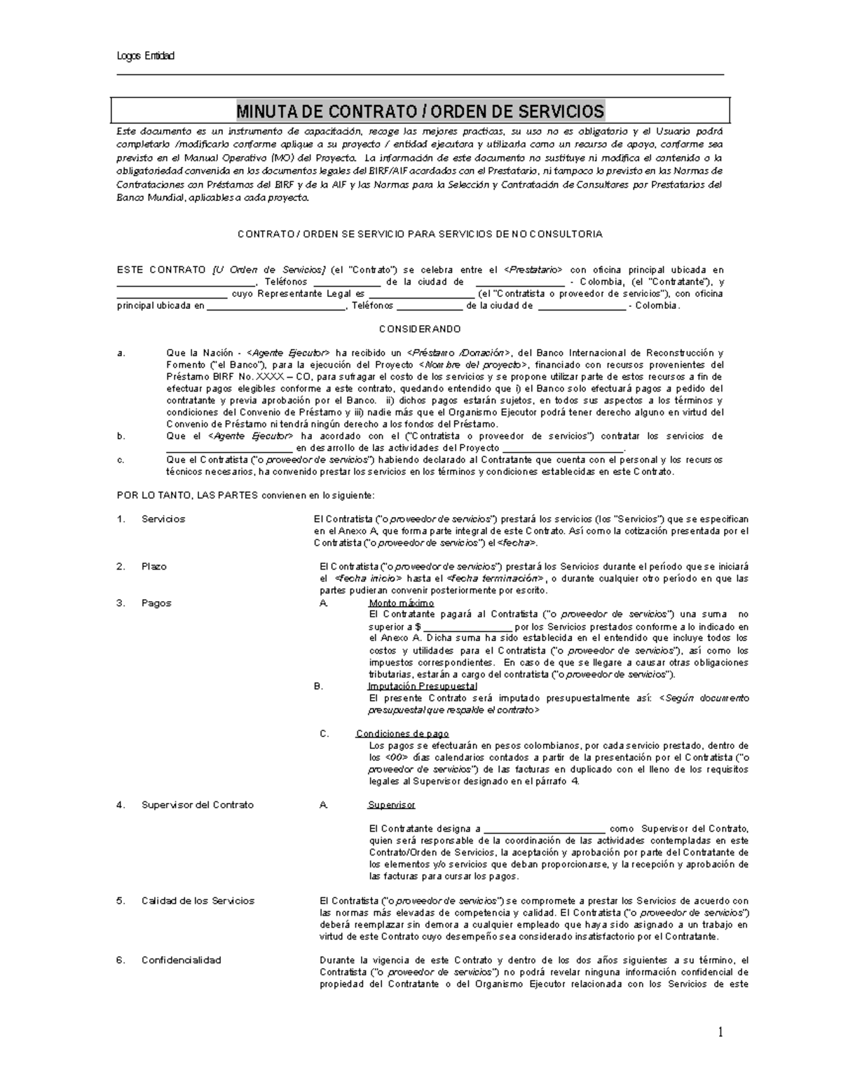 07-Modelo Minuta OS SNC - MINUTA DE CONTRATO / ORDEN DE SERVICIOS Este ...