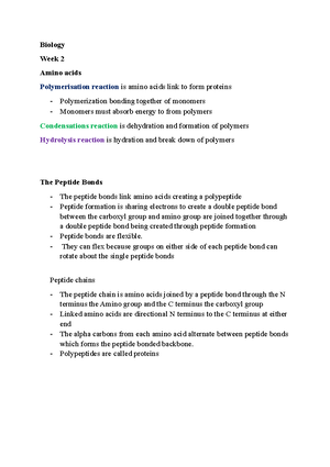 Bio Cheat Sheet - Summary Molecules, Cells and Organisms - WEEK1 ...
