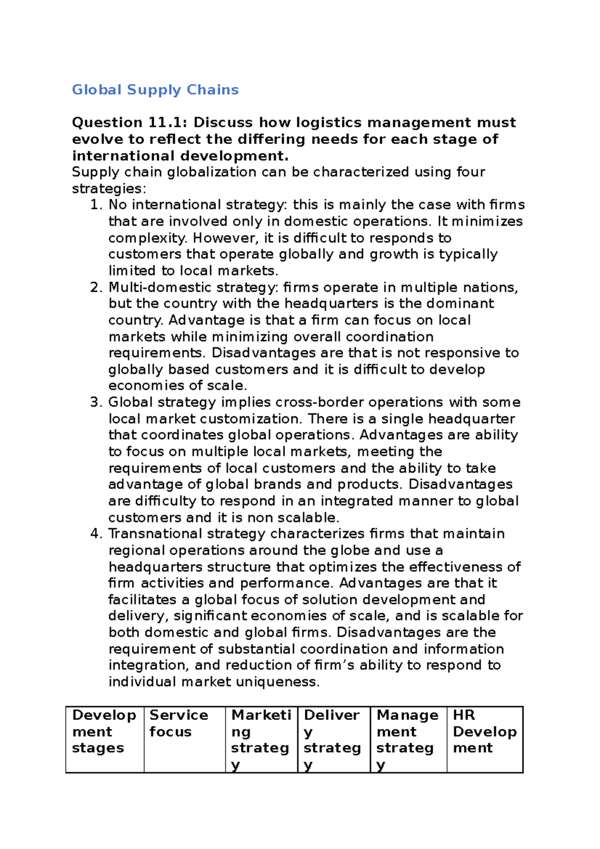 Global Supply Chains - Global Supply Chains Question 11: Discuss how ...