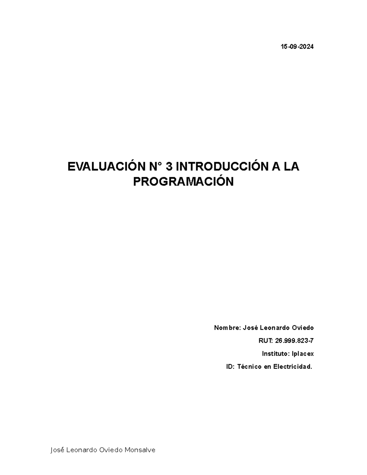 Tercera Evalucacion de Instroduccion a la Programacion - 15-09 ...