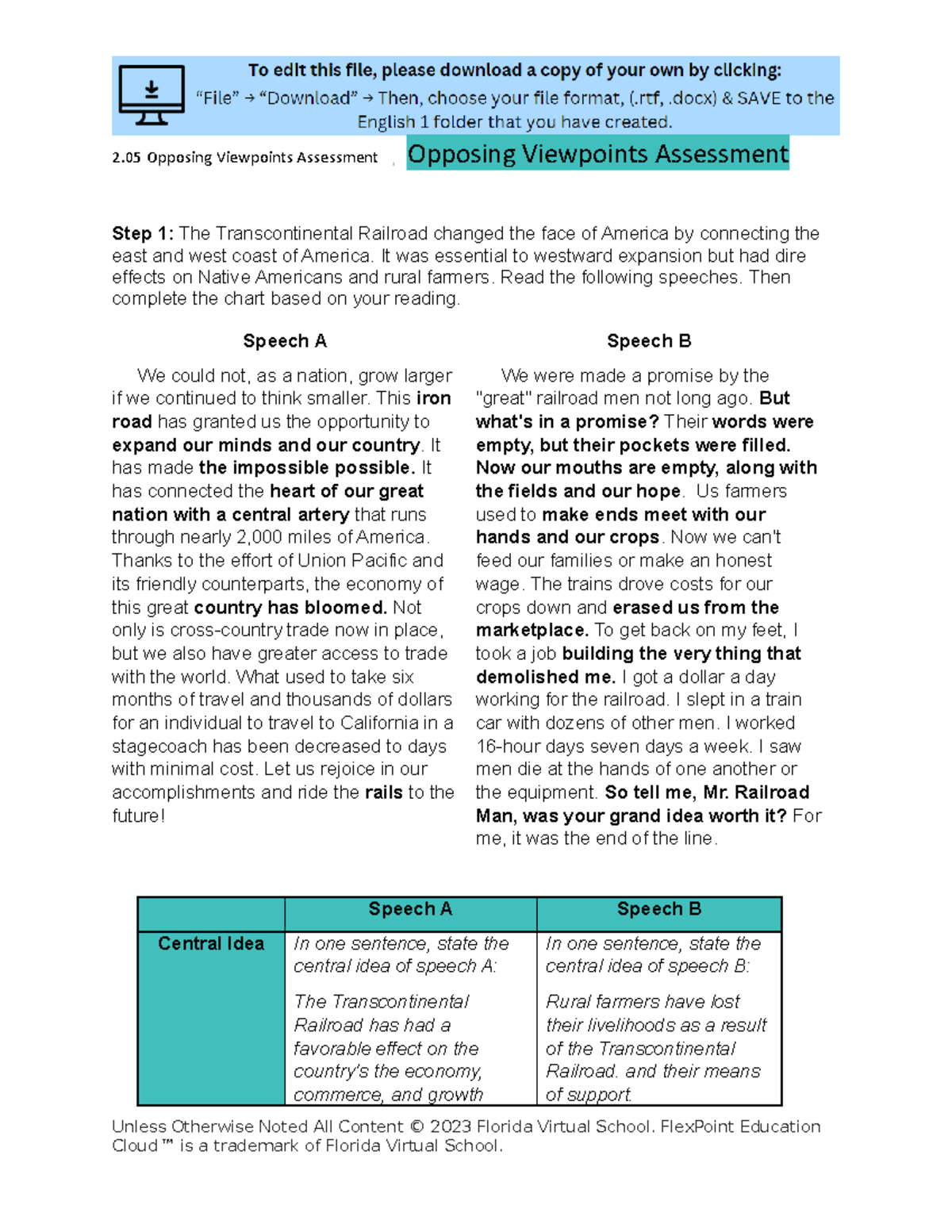 2.05 Opposing Viewpoints Assessment 1 - 2 Opposing Viewpoints ...