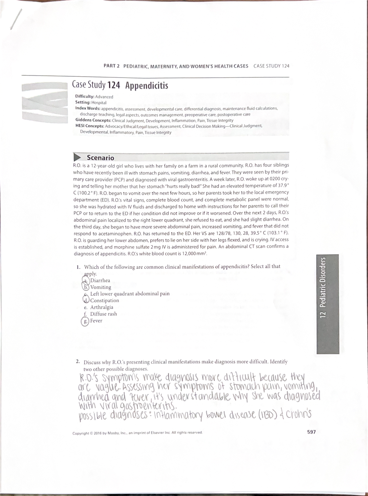 Appendicitis Case Study - NUR 1460C - Studocu