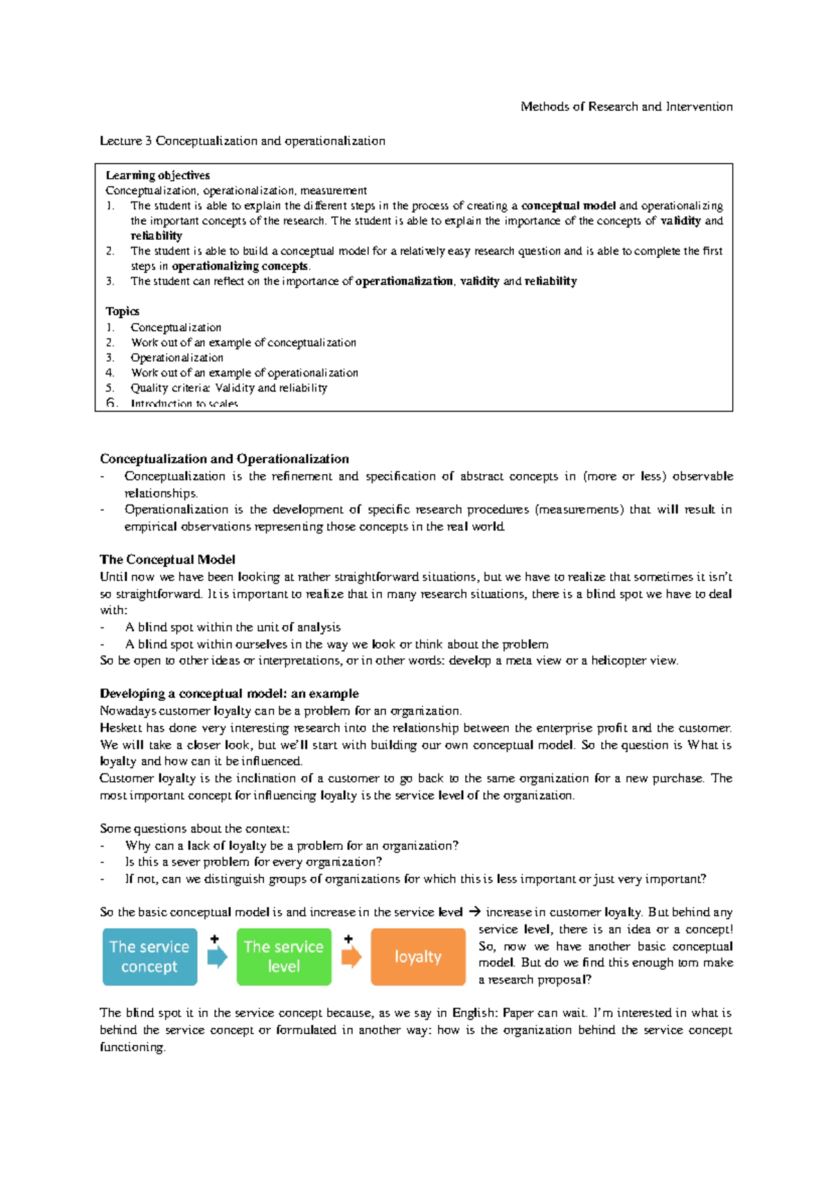Lecture 3 Conceptualization And Operationalization Methods Of Research And Intervention