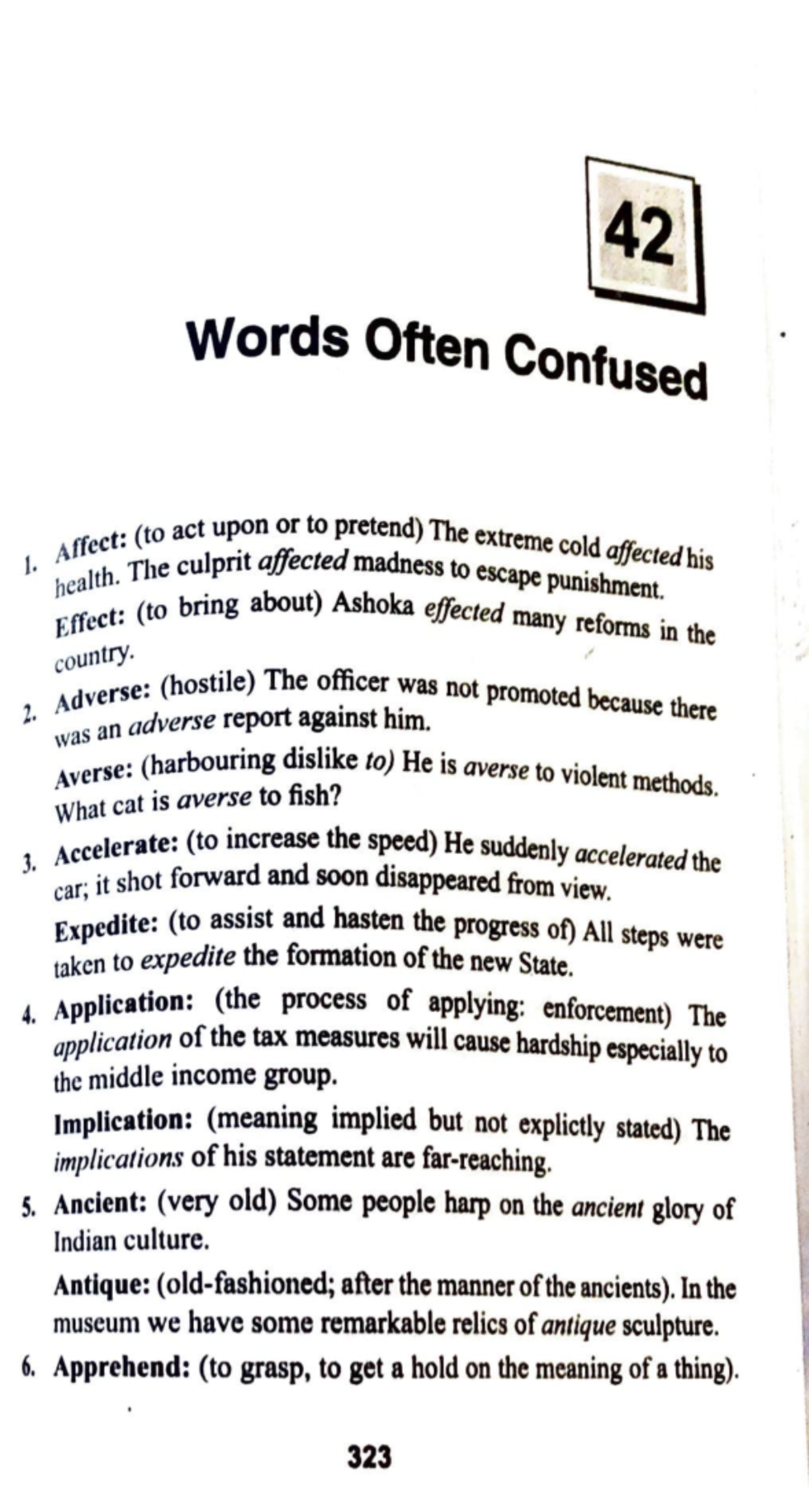 Words often confused - English - Words Often Confused feet: (to act ...