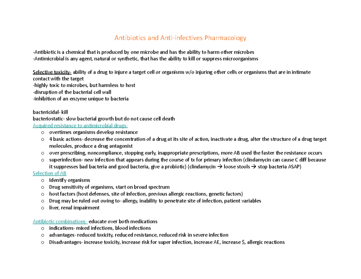Abx pharm charts - Antibiotics study material - Antibiotics and Anti ...