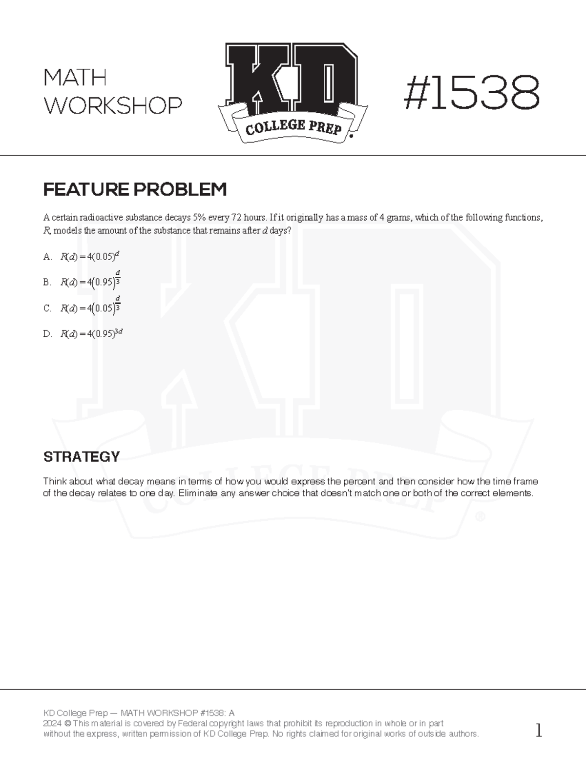Math-1538-ver-A - ####### KD College Prep — MATH WORKSHOP #1538: A ...