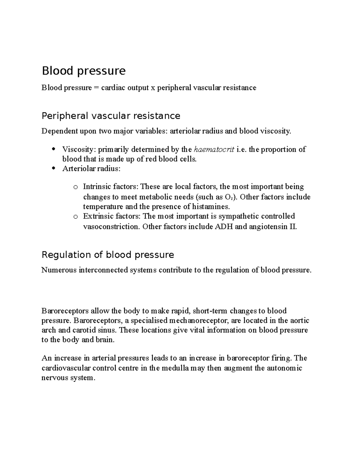 Blood pressure - Lecture notes 1 - Blood pressure Blood pressure ...