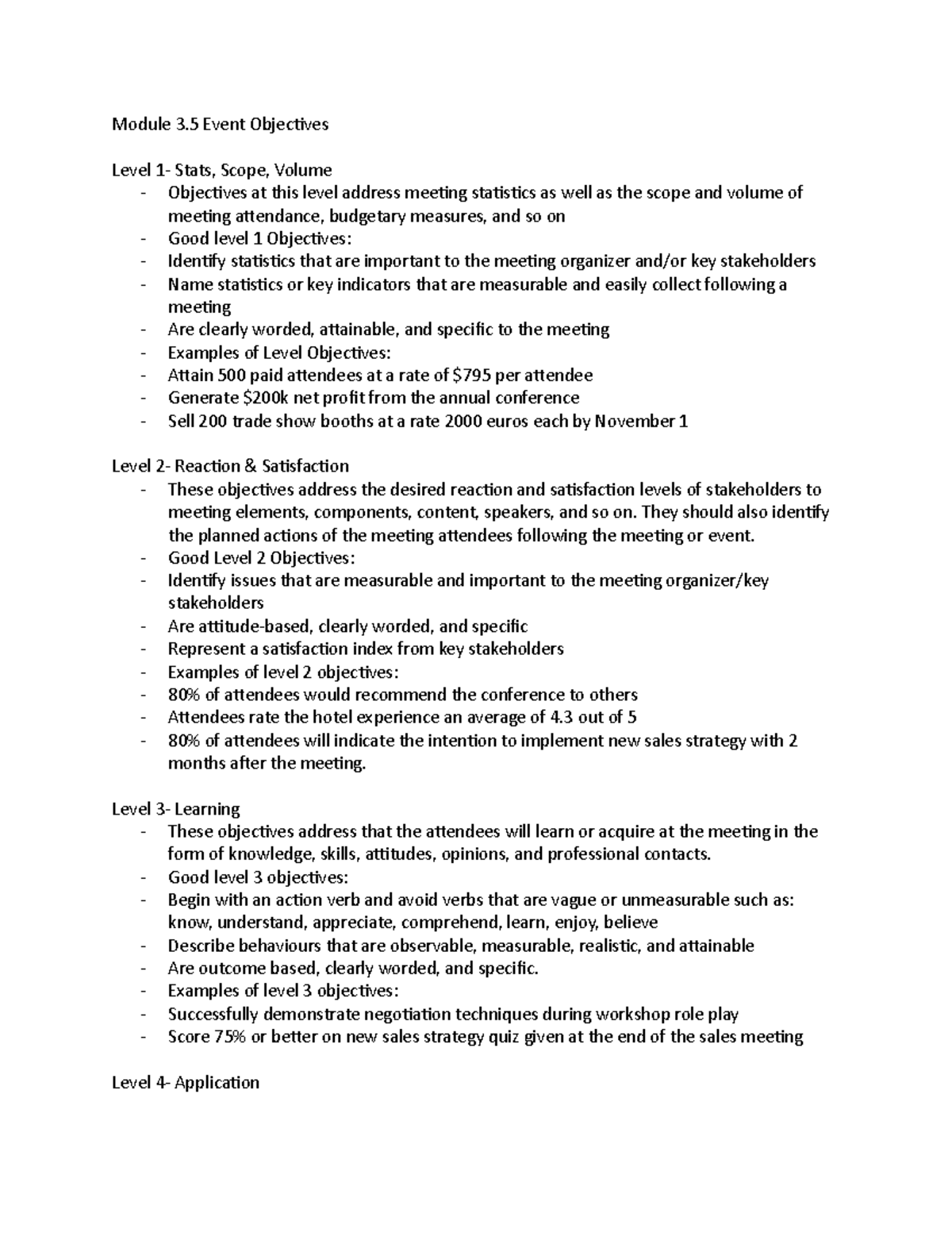 Module 3.5 Event Objectives - Module 3 Event Objectives Level 1- Stats ...