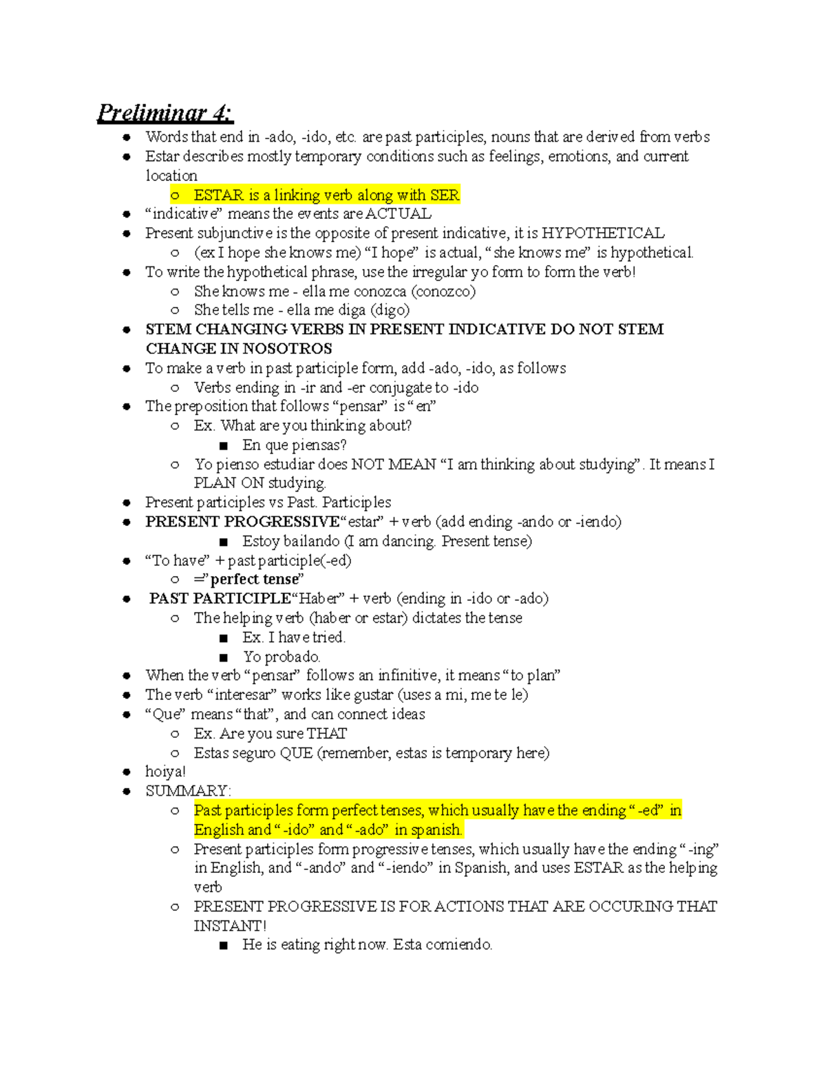 Spanish Notes - Summaries of all of the tenses, applications, new verbs ...