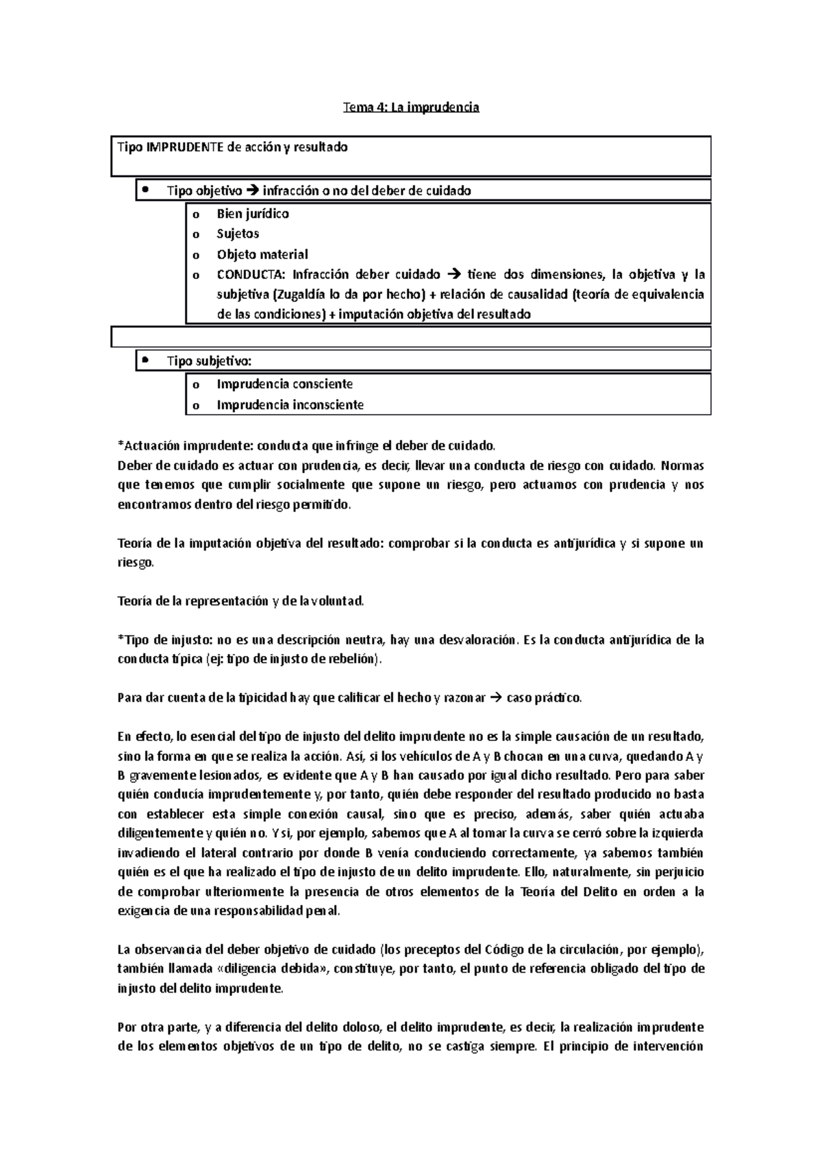 Tema 8 - La imprudencia - Tema 4: La imprudencia Tipo IMPRUDENTE de ...