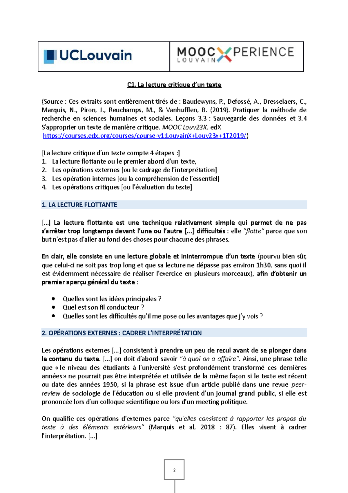 C1. Lecture critique d un texte - 2 C1. La lecture critique d’un texte ...