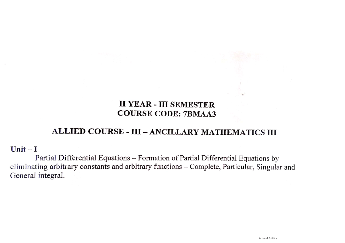 7BMAA3-Applied Mathematics - II YEAR SEMESTER COURSE CODE: 7BMAA3 ...