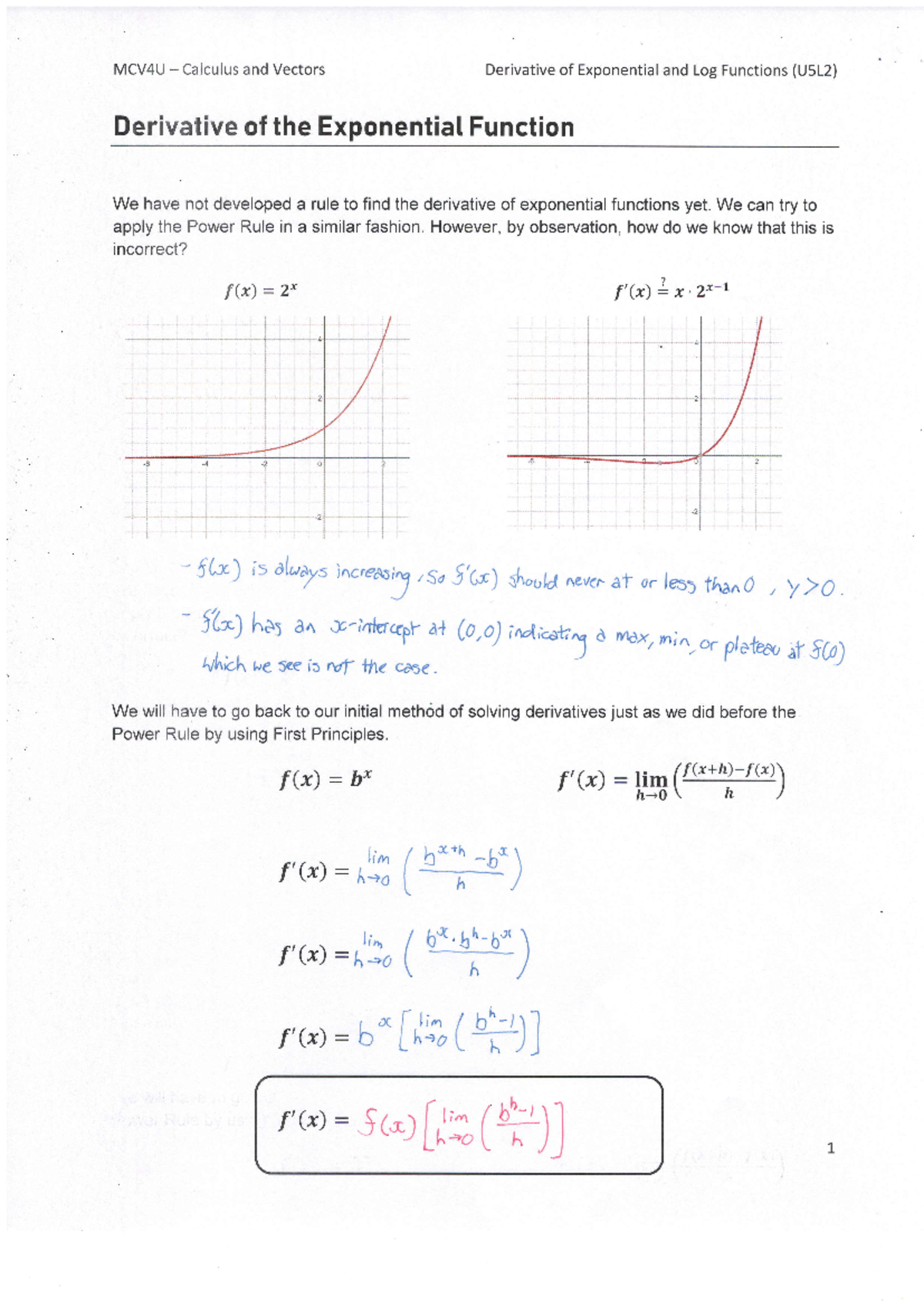 U5L2 - Derivative of the Exponential Function - Derivative of the ...